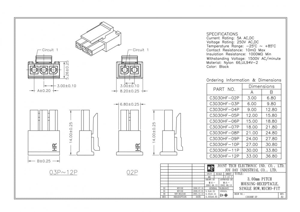 Joint Tech Elec C3030HF-02P technical drawing preview
