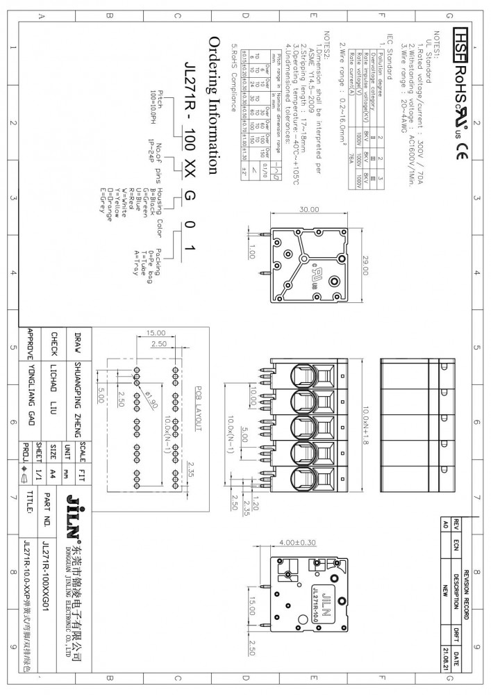 JILN JL271R-100XXG01 product drawing