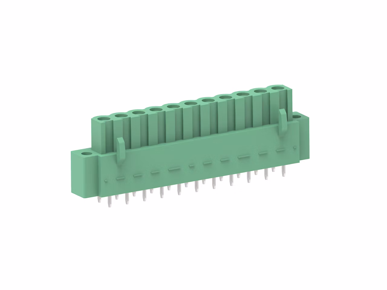 5.00mm Pitch Eurostyle 45° Angle PCB Header, Open Ends, 11 Circuits, Green