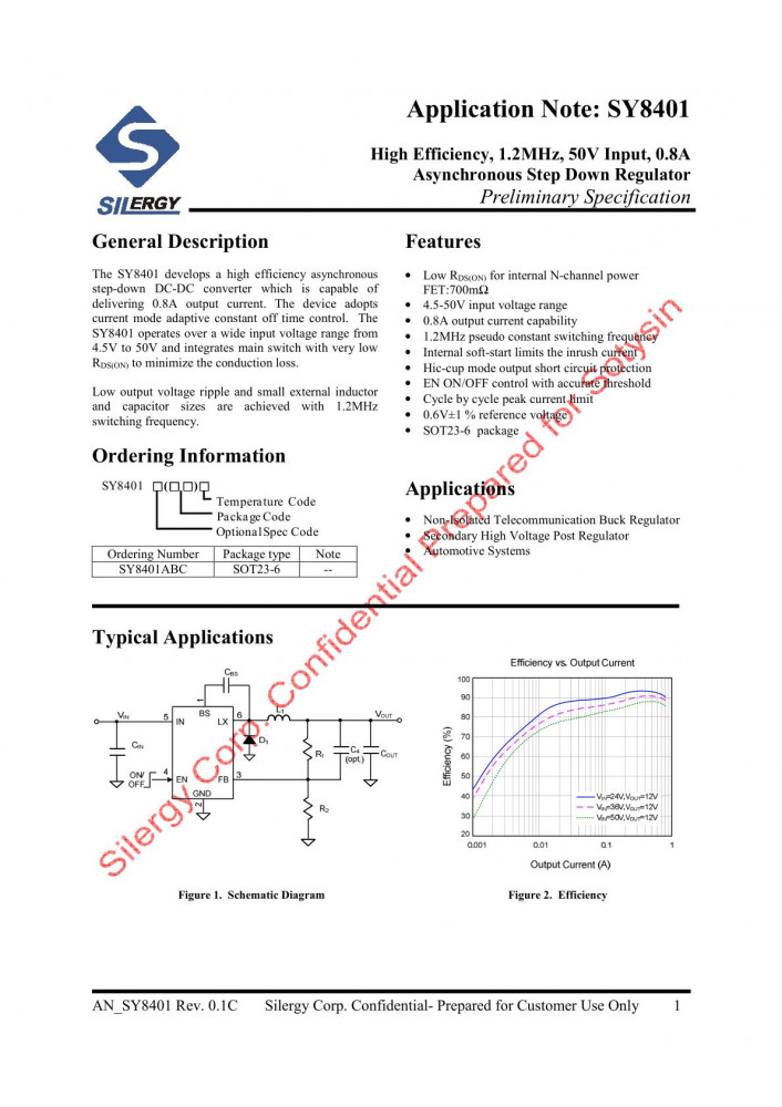 SY8401ABC datasheet page 1