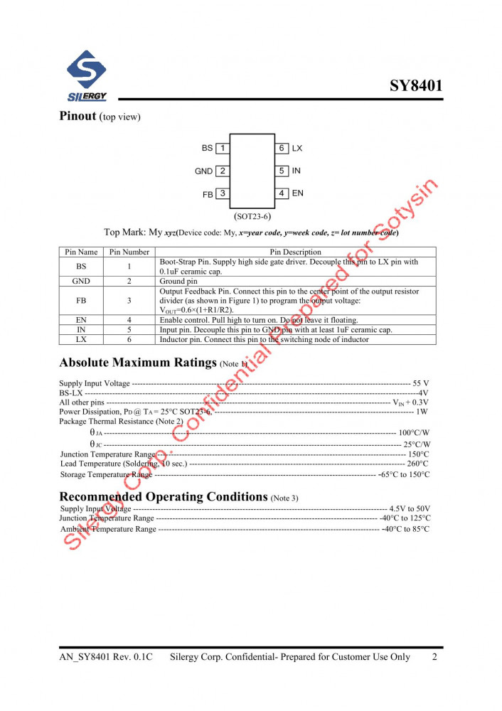 SY8401ABC datasheet page 2