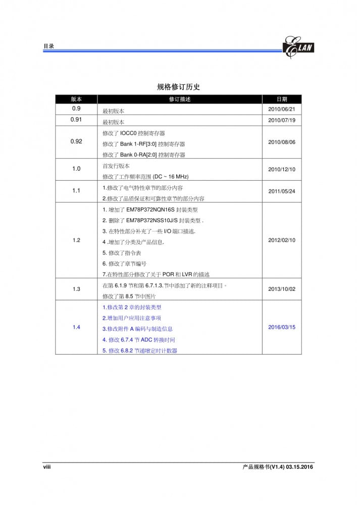 EM78P372N datasheet page 8