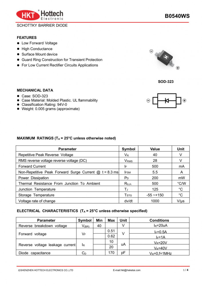 B0540WS technical document page 1