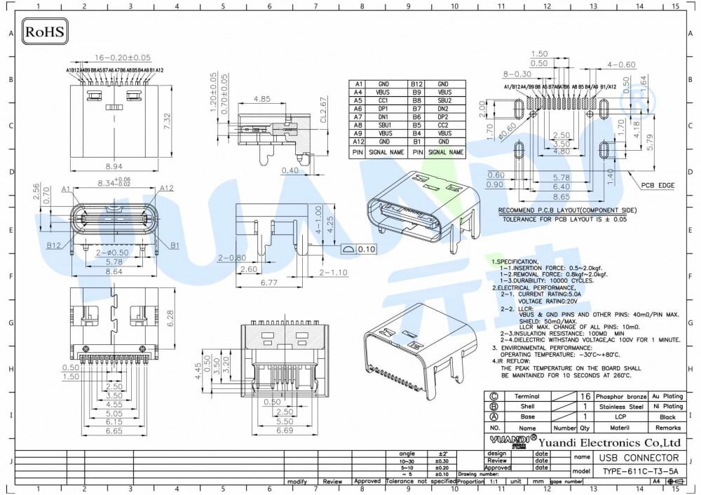 TYPE-611C-T3-5A technical drawing page 1
