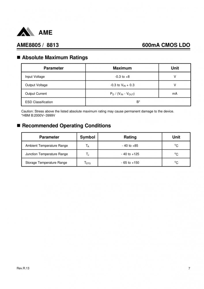 AME8805AEFTZ datasheet page 7