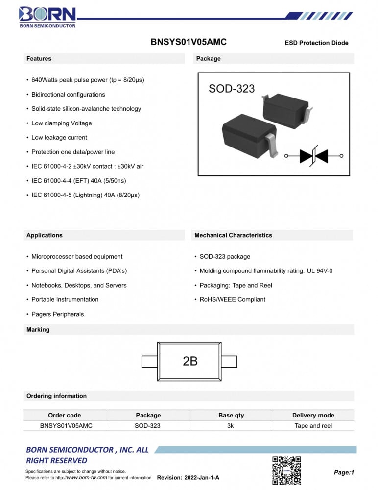BNSYS01V05AMC datasheet page 1
