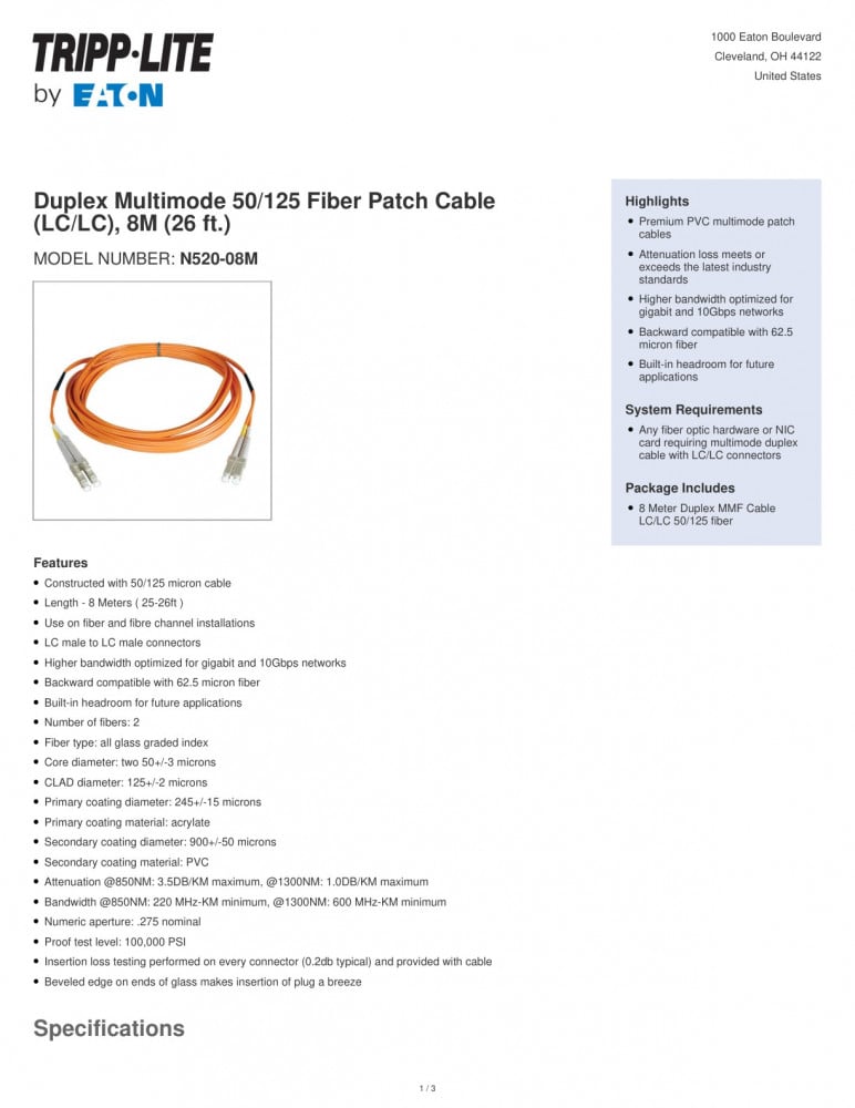 N520-08M technical document page 1