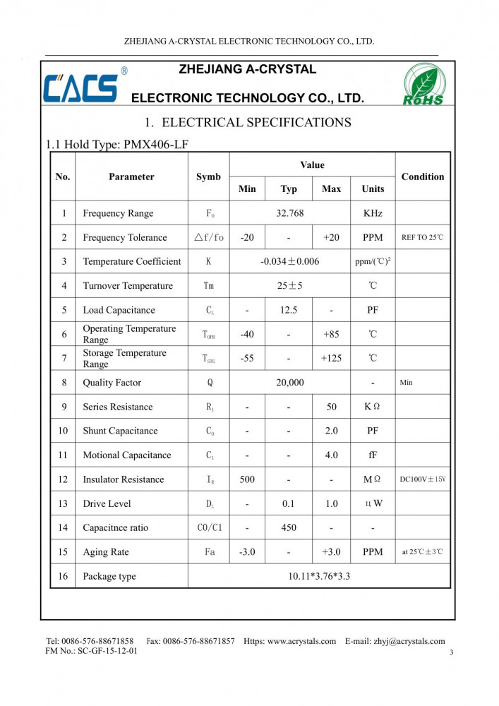 PMX406-LF datasheet page 3