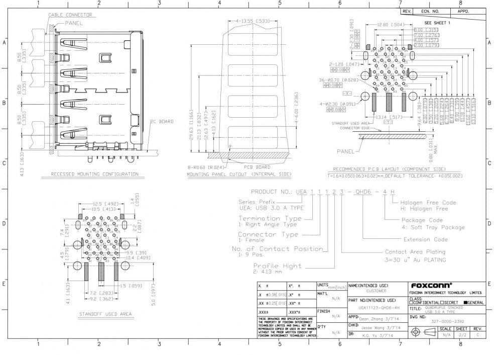 FOXCONN UEA11123-QHD6-4H drawing sheet 2
