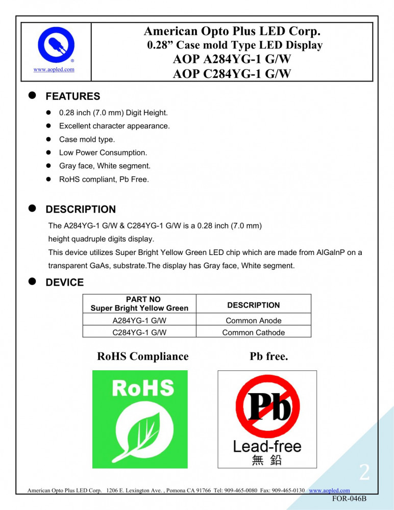 C284YG-1 datasheet page 2