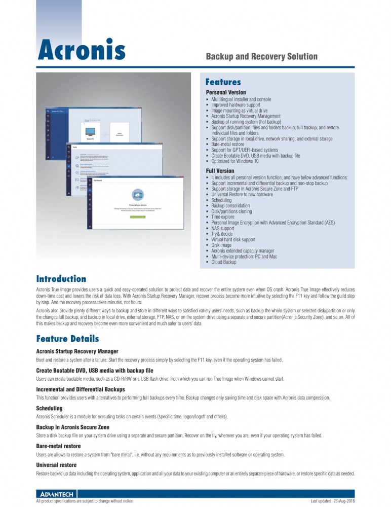 Acronis True Image 2016 document page 1