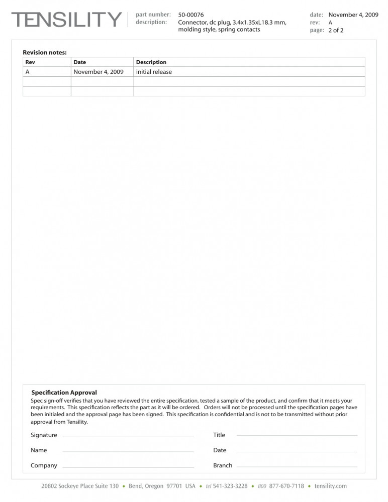Tensility International 50-00076 technical document page 2