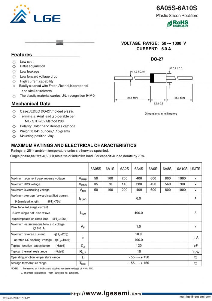 LGE 6A10S datasheet page 1