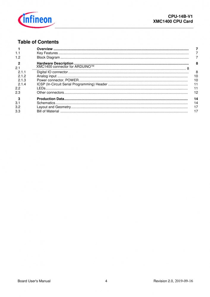 Infineon XMC1400 CPU Card manual page 4