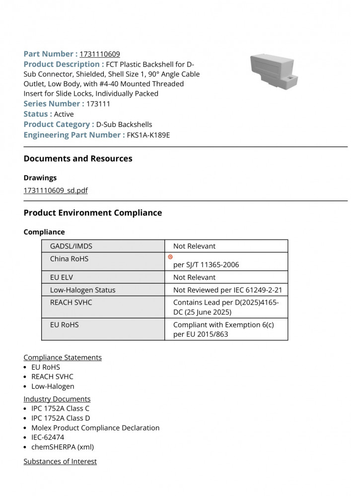 MOLEX 1731110609 drawing page 1