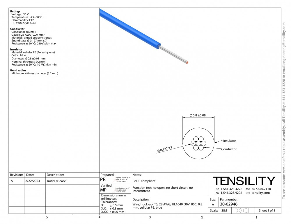 Tensility International 30-02946 product drawing
