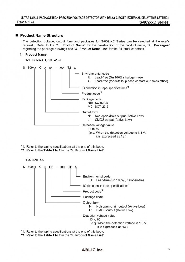 ABLIC S-809xxC datasheet page 3