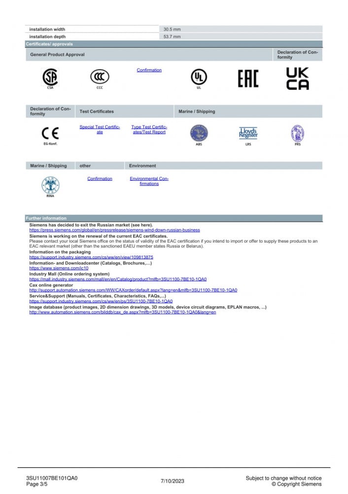 3SU11007BE101QA0 technical document page 3