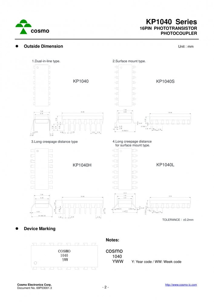 KP1040 datasheet page 2