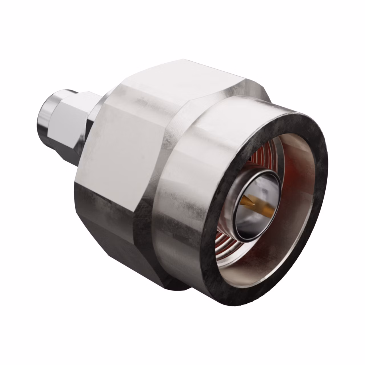 N Plug-to-SMA Plug, Between-Series Adapter, Straight, Stainless Steel, Bag, 50 Ohms for sale