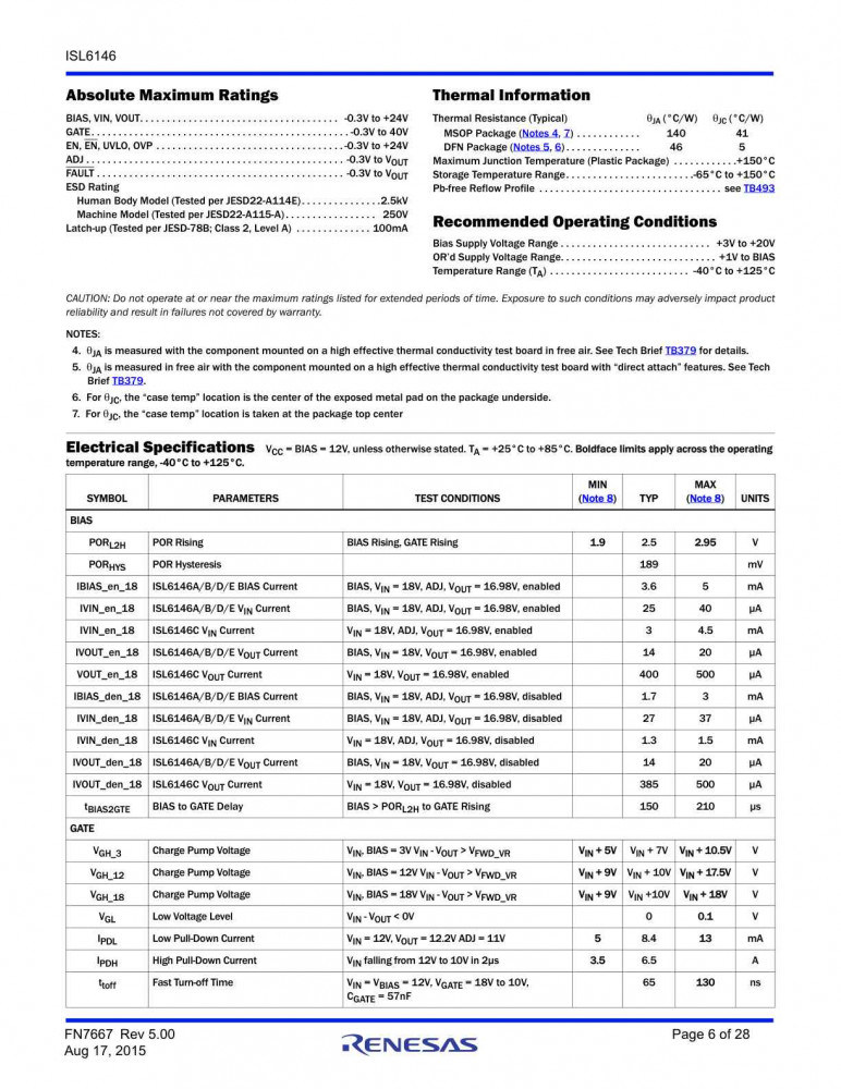 ISL6146 datasheet page 6