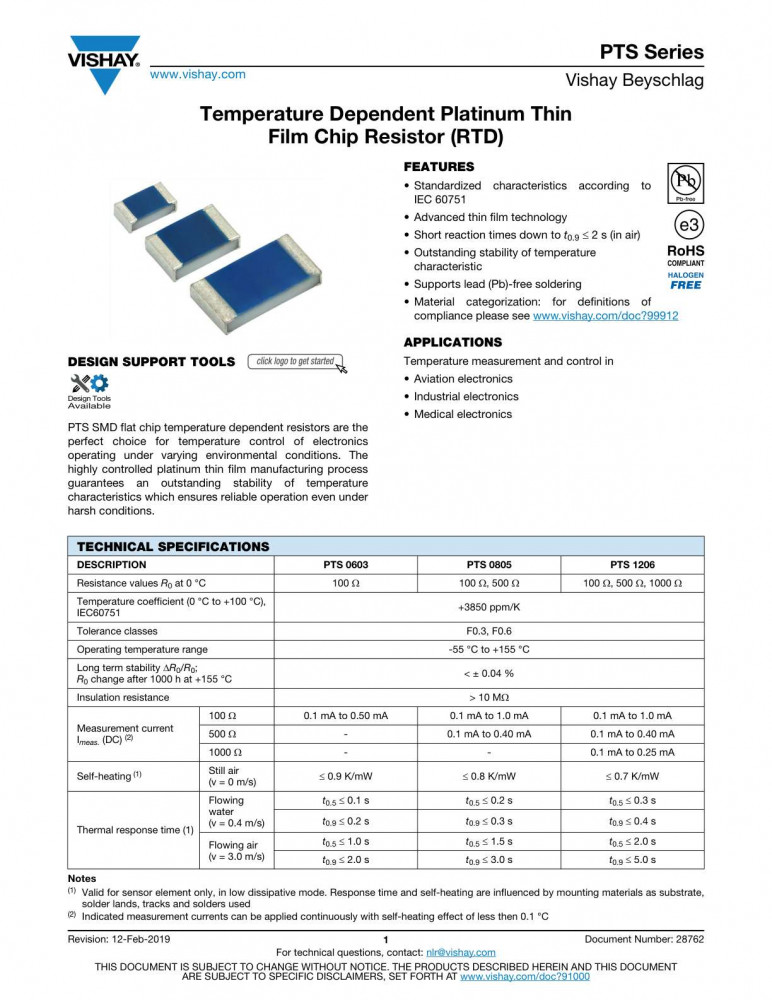 Vishay PTS datasheet page 1