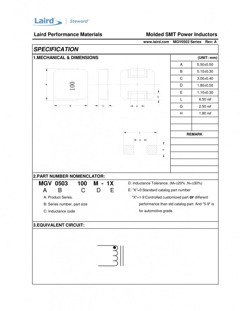 Laird MGV series datasheet page 2