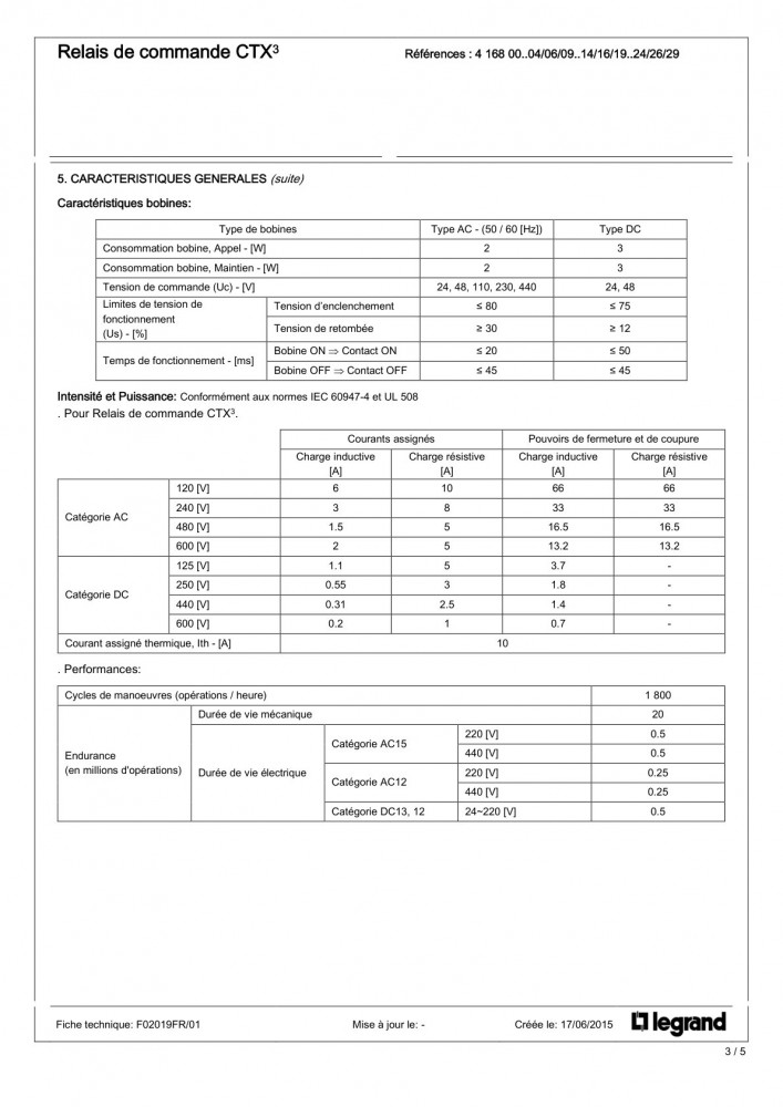 Legrand CTX³ control relay datasheet page 3