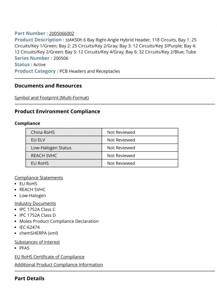MOLEX 2005066002 product document image, page 1