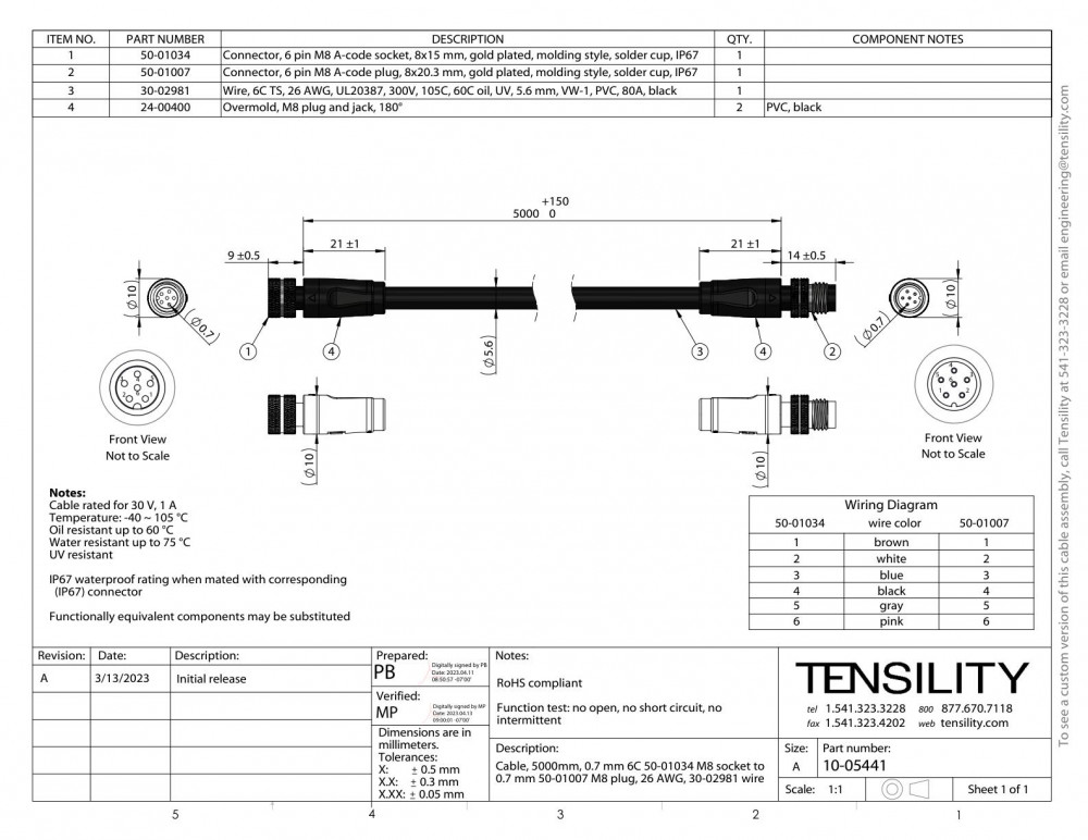 Tensility International 10-05441 product drawing