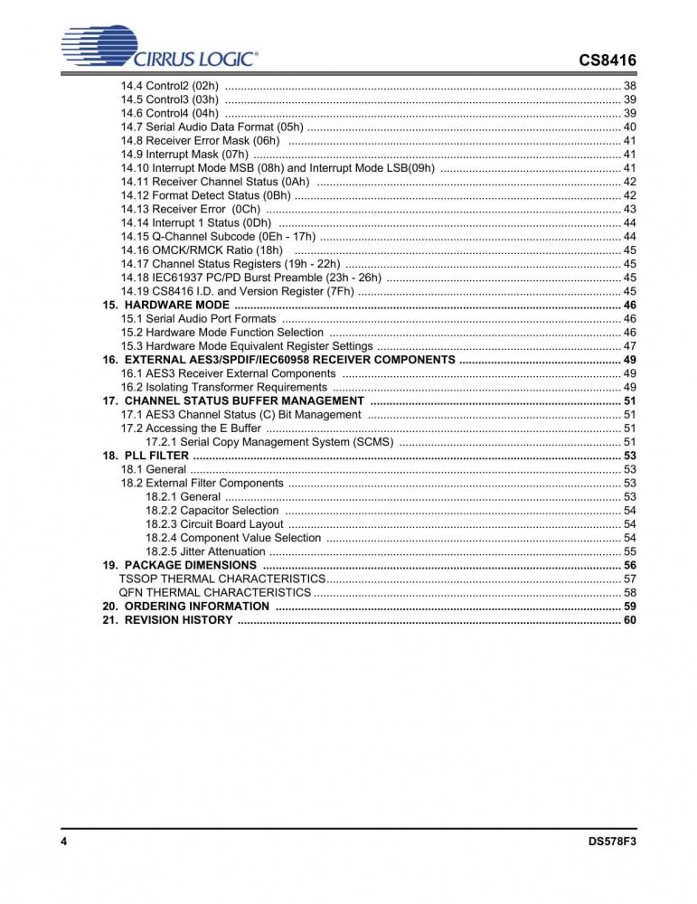 CS8416 datasheet page 4