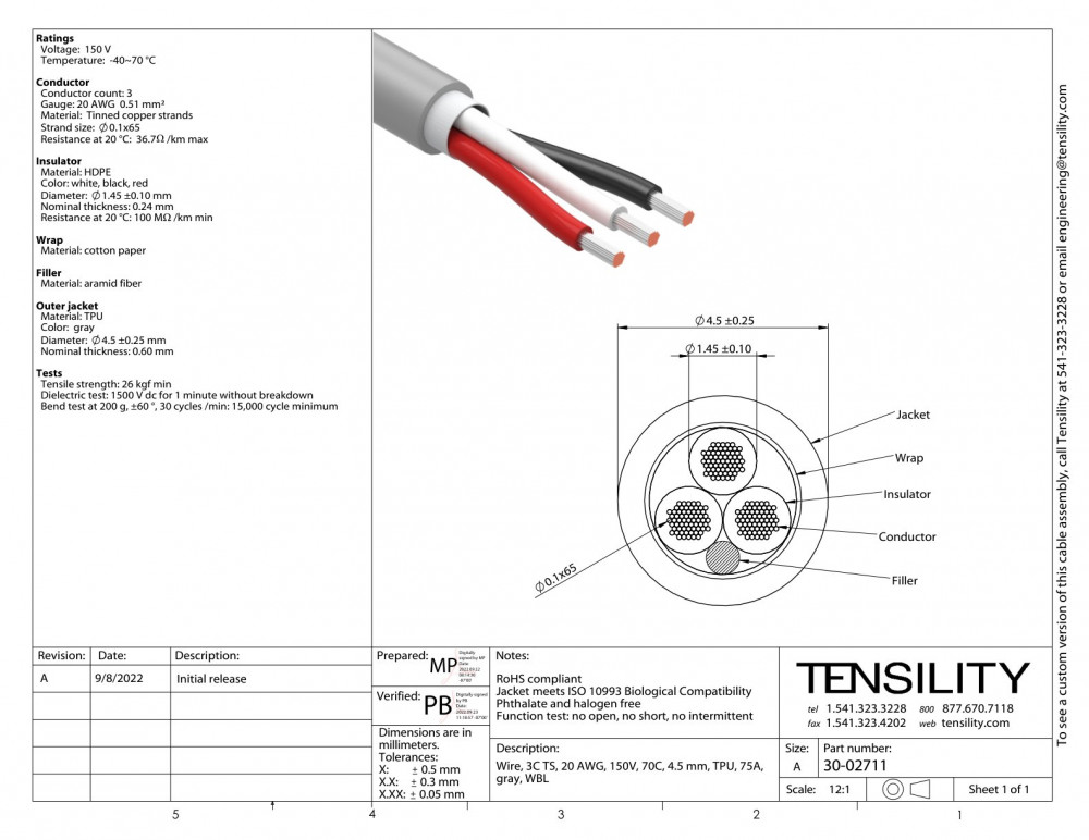 Tensility International 30-02711 product drawing