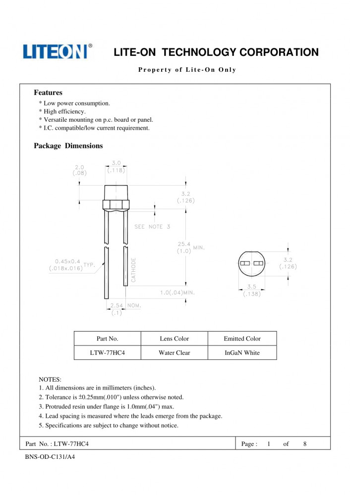 LTW-77HC4 datasheet page 1