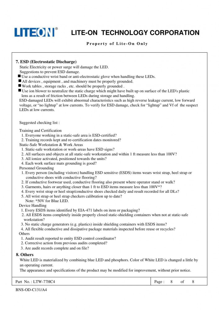 LTW-77HC4 datasheet page 8