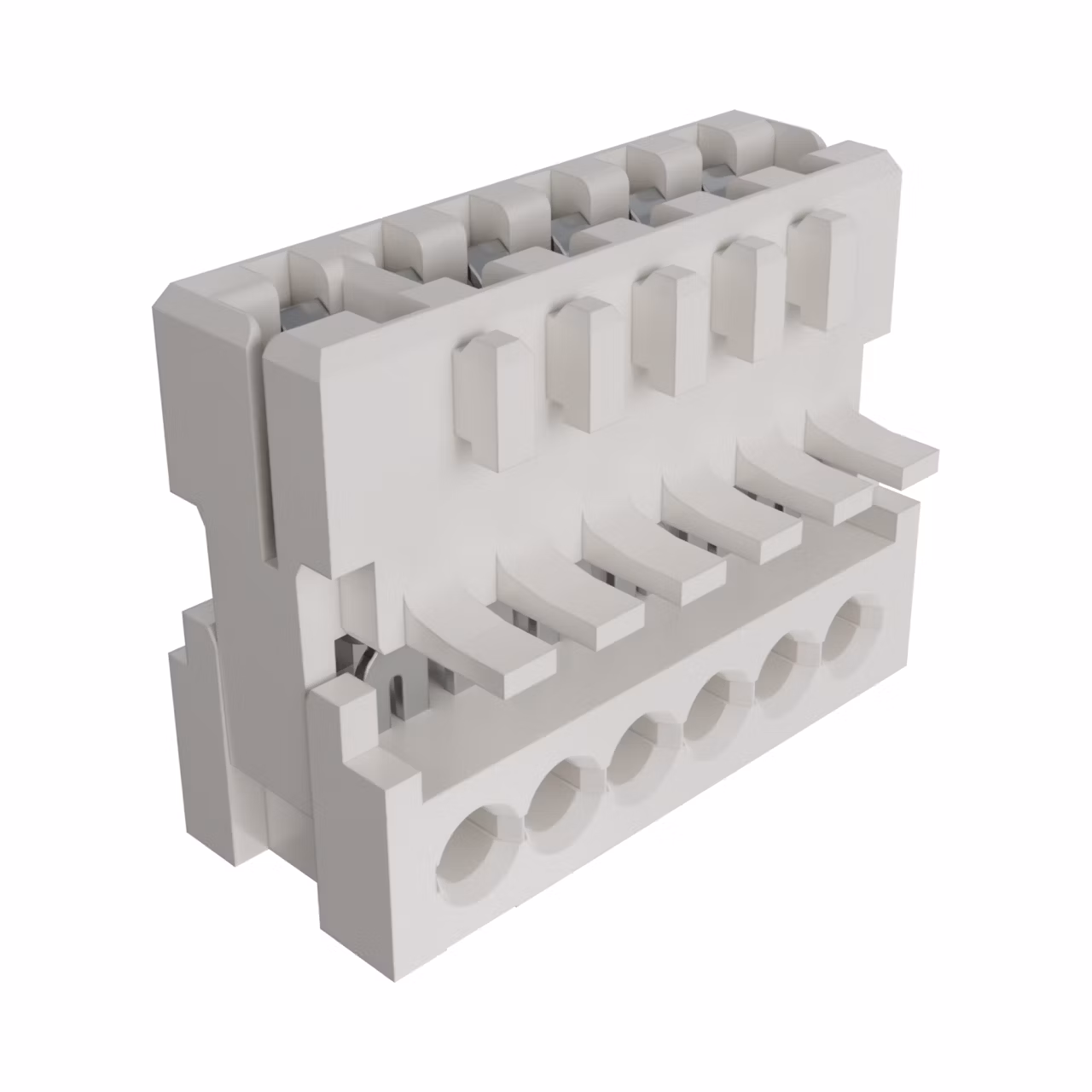 Appli-Mate RAST 2.5 IDT Housing, 2.50mm Pitch, Female, 6 Circuits, Beaded Terminal, Position Keys A & G Removed, Slotted Endwalls