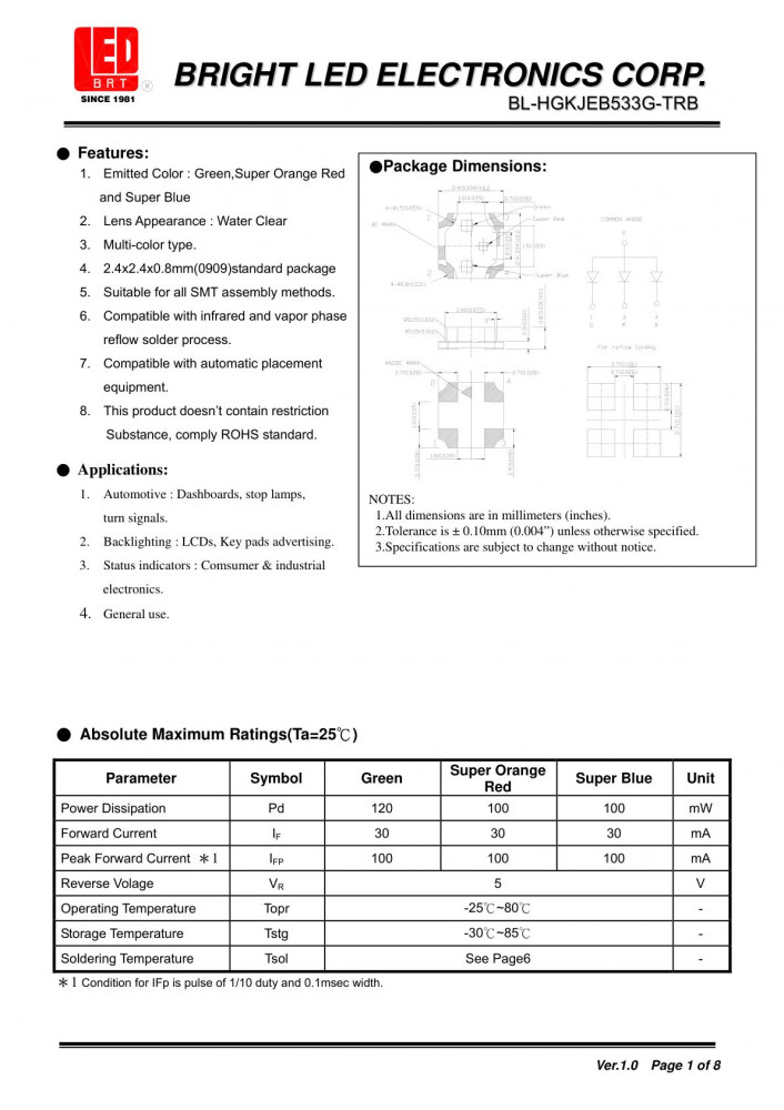 BL-HGKJEB533G-TRB datasheet page 1