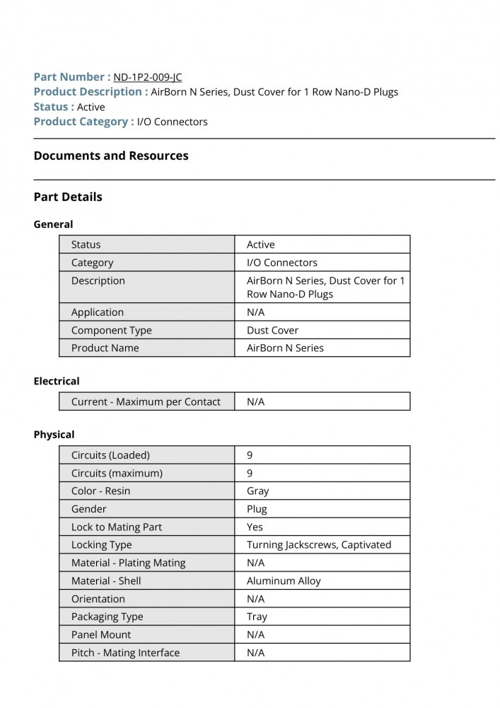 ND-1P2-009-JC product document image, page 1