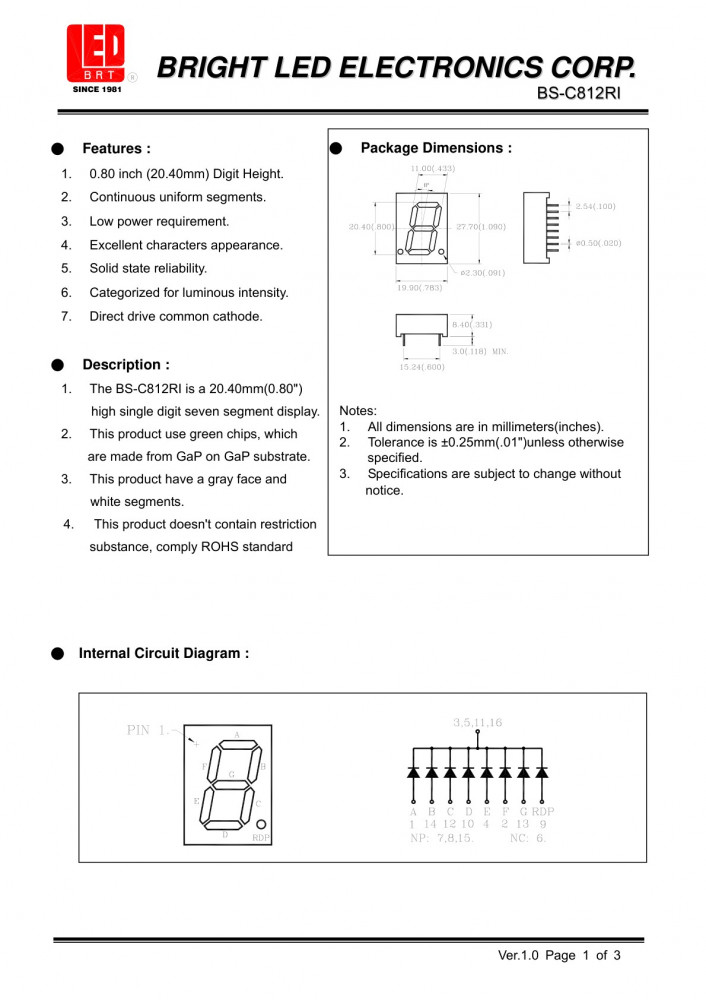 BS-C812RI datasheet page 1