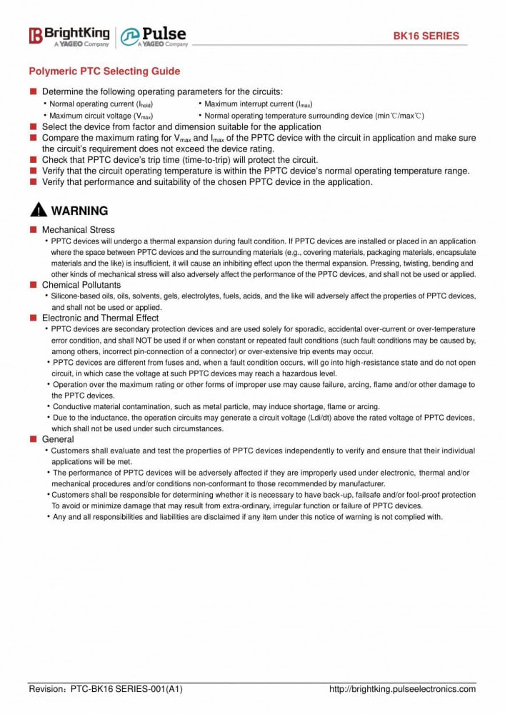 BK16 series datasheet page 4