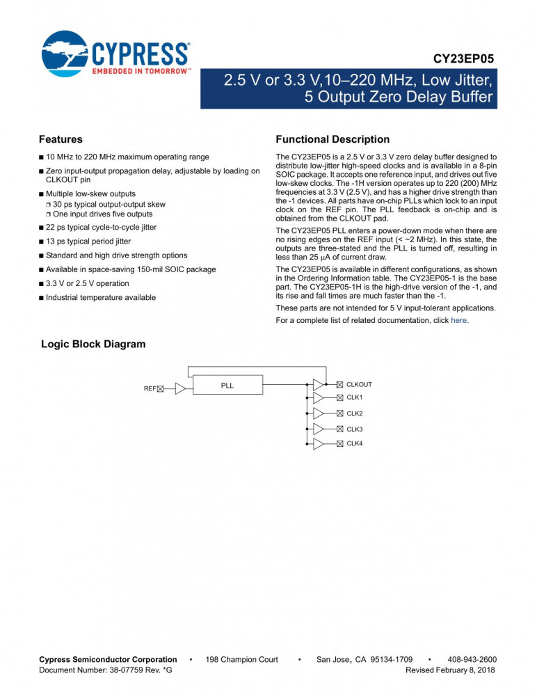 CY23EP05 datasheet page 1