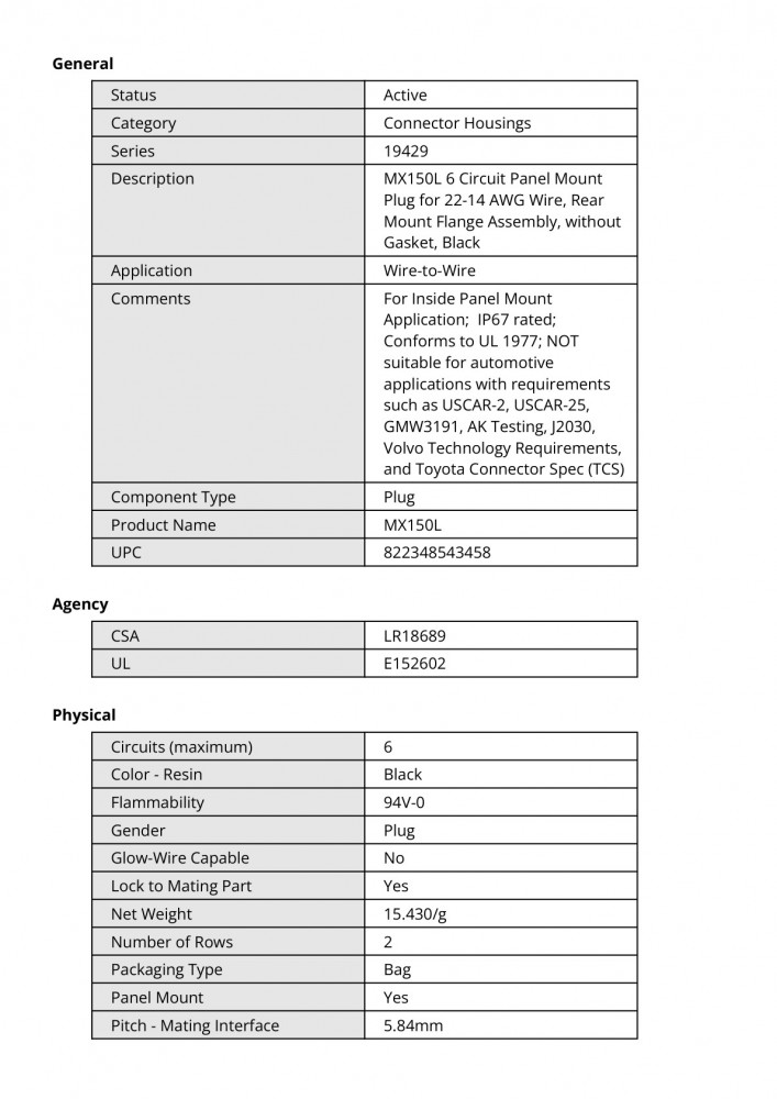 MOLEX 194290010 technical document image, page 2