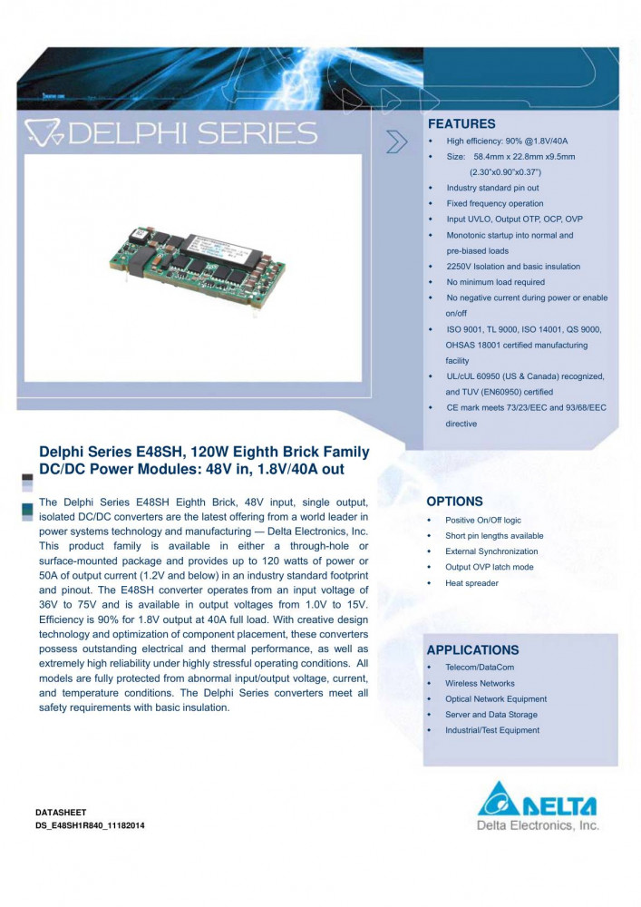 DELTA E48SH1R840NRFA datasheet page 1