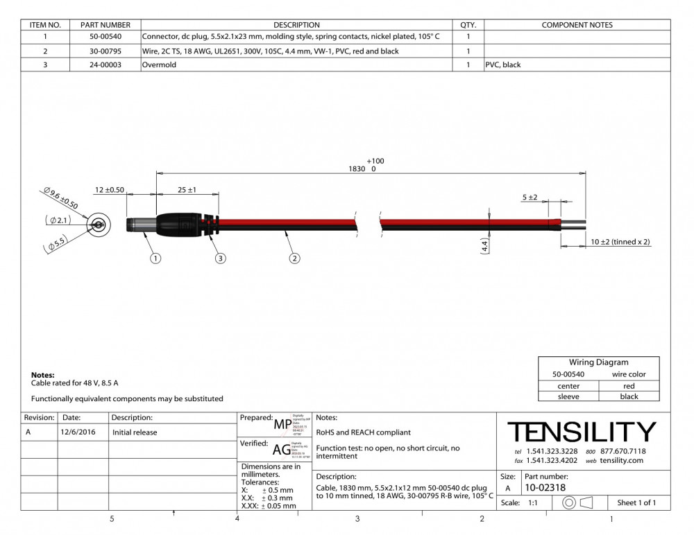 Tensility International 10-02318 product drawing