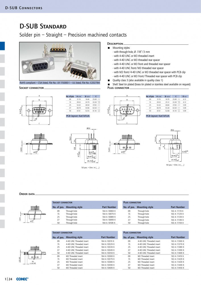 CONEC D-Sub standard product documentation, image 1