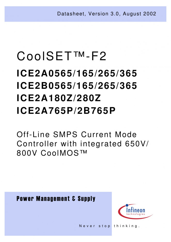ICE2A765P datasheet page 1
