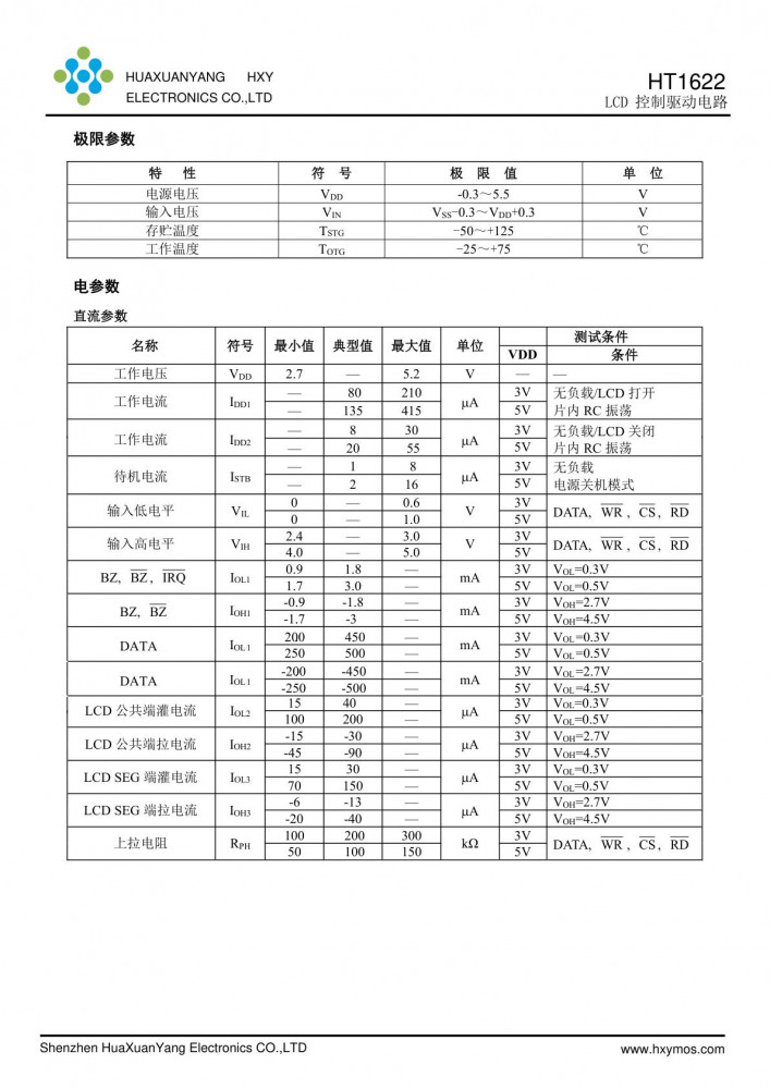 HT1622 datasheet page 9