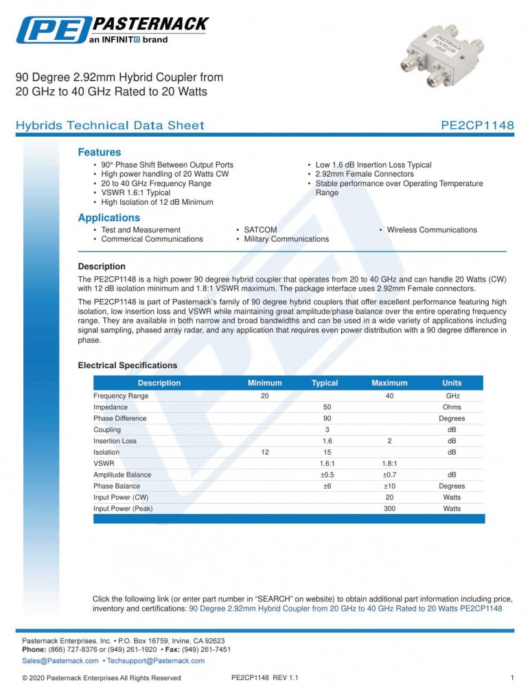 PE2CP1148 datasheet page 1