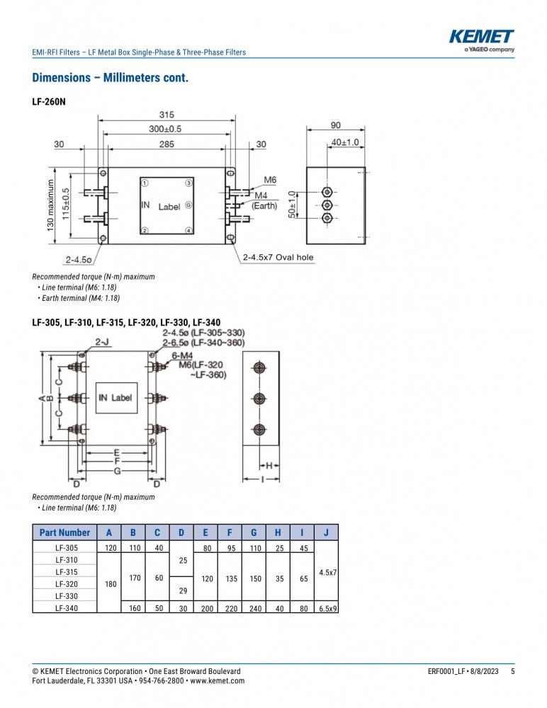 KEMET LF series datasheet page 5