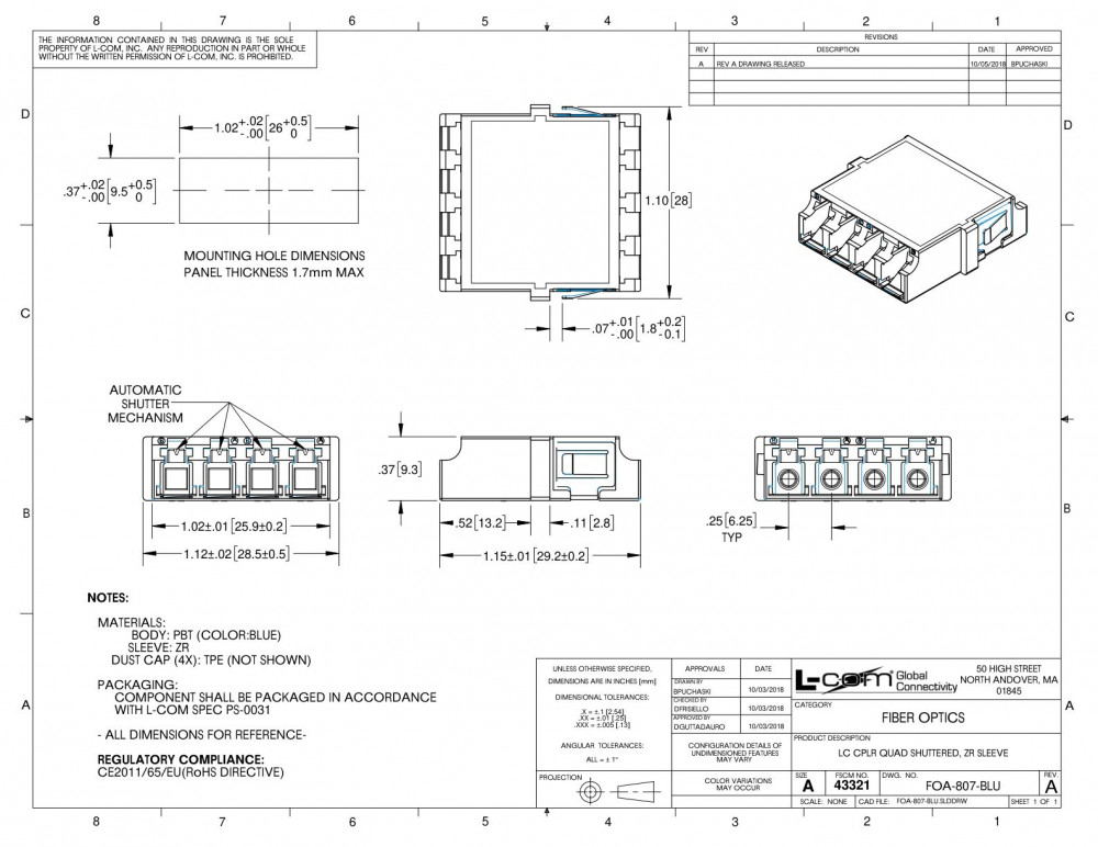 FOA-807-BLU product documentation page