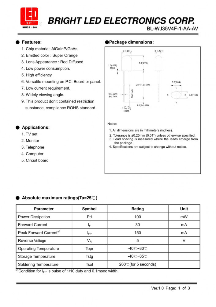 BL-WJ35V4F-1-AA-AV datasheet page 1